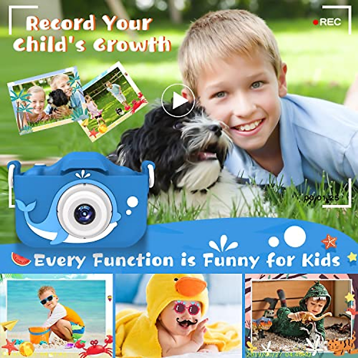 KeBuLe Kids Camera for Girls and Boys,Children Camera Digital Video, Kids Camera 2.0 Inches Screen 20.0MP Video, 32GB SD Card Include, Kid Toys Gift for Birthday, Chrismats Gift for 3-12 Years Old