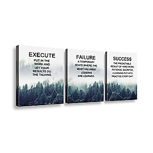 Canvas Wall Art Success Quote, Office Wall Art, inspirational wall art Large Poster, motivational wall art Positive Motivational Set of 3 Prints, Execute Failure Definition, Inspirational poster Print 11.5" x 15" 3 Pieces A-273