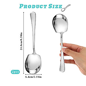 3 Pcs Large Serving Spoons, Stainless Steel Serving Spoon, Spoons Table Spoons, Long Handle Soup Spoons, Large Serving Tablespoons, Serving Spoons Set Kitchen Tool
