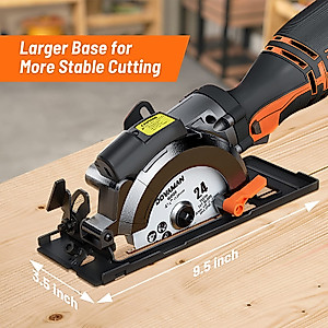 DOVAMAN Circular Saw, 5.8A 4-1/2" Circular Saw w/Laser, Metal Auxiliary Handle, 6 Saw Blades (4½", 4¾"), Cutting Depth 1-11/16" (90°), 1-3/8" (45°), Ideal for Wood, Soft Metal, Plastic, Tile - MCS01A