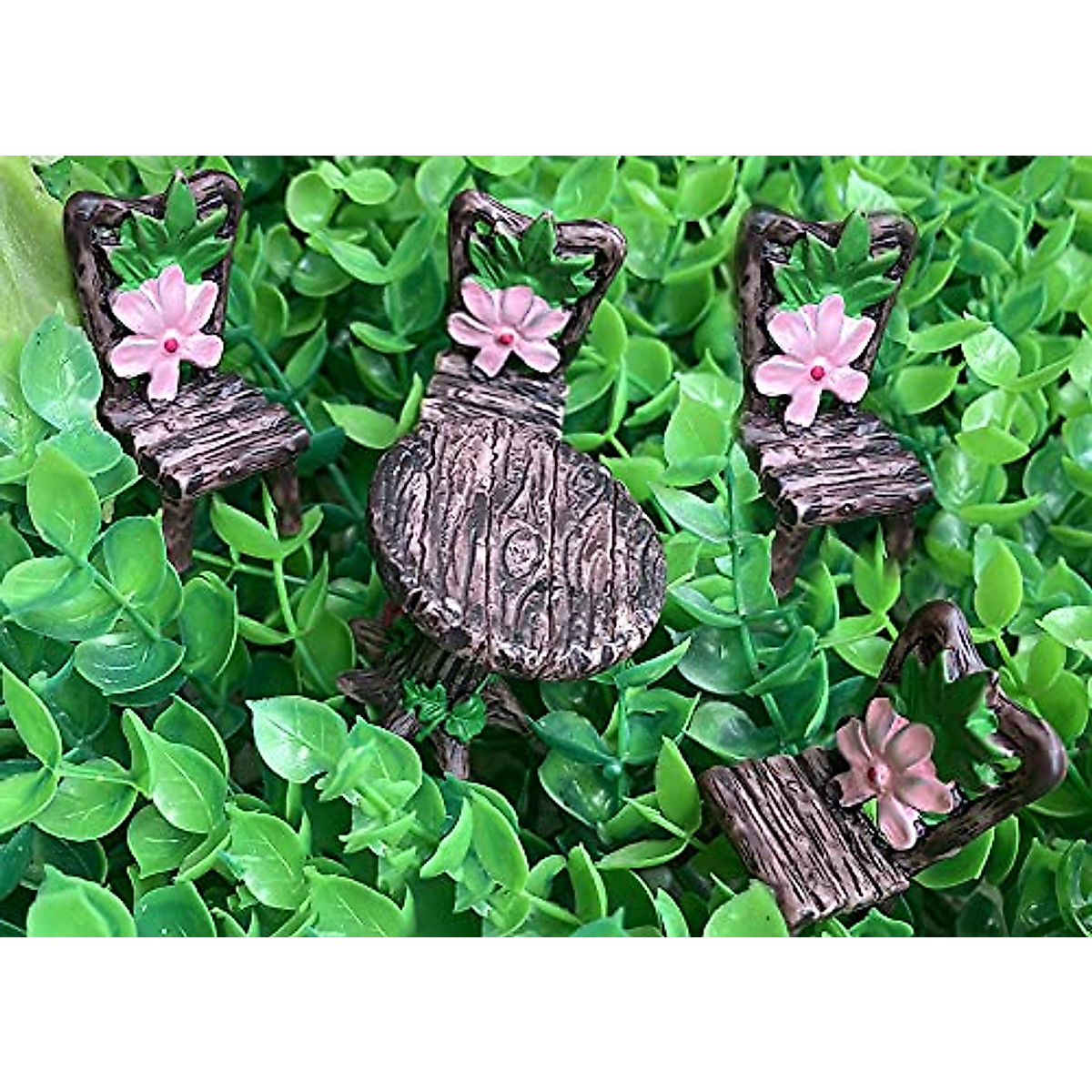 6PCS Miniature Table and Chairs Set, Fairy Garden Furniture Ornaments Kit for Dollhouse Accessories Home Micro Landscape Decoration