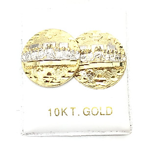 NEW 10K YELLOW GOLD 20 MM DIAMETER ROUND LAST SUPPER STUD EARRINGS 6400