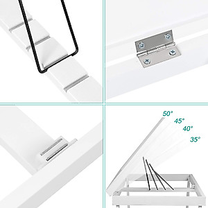 Bed Tray Table Breakfast Tray with Folding Legs Kitchen Food Serving Tray for Notebook Computer Bed Platters Lap Desk Snack Tray（White)