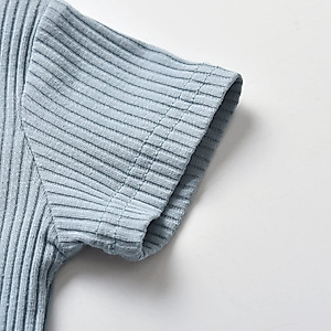 Derouetkia Summer Newborn Baby Boy Girl Clothes Solid Color Ribbed Romper and Shorts Outfits Set (0-3 Months) Blue