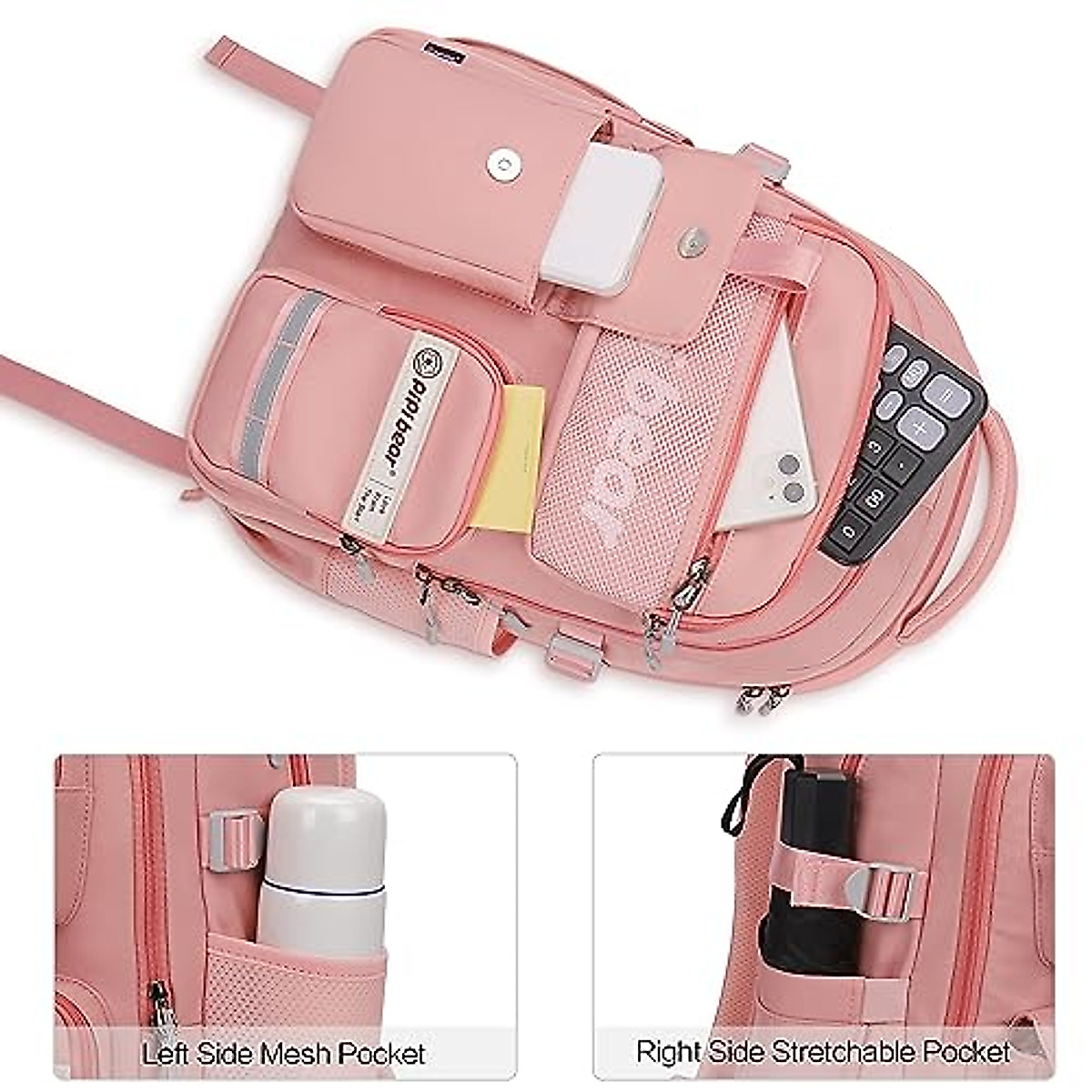 pipi bear Girls Backpack for School 15.6 inch Laptop Backpack Teen Girl College Middle High Elementary School Kids Backpacks Bookbag