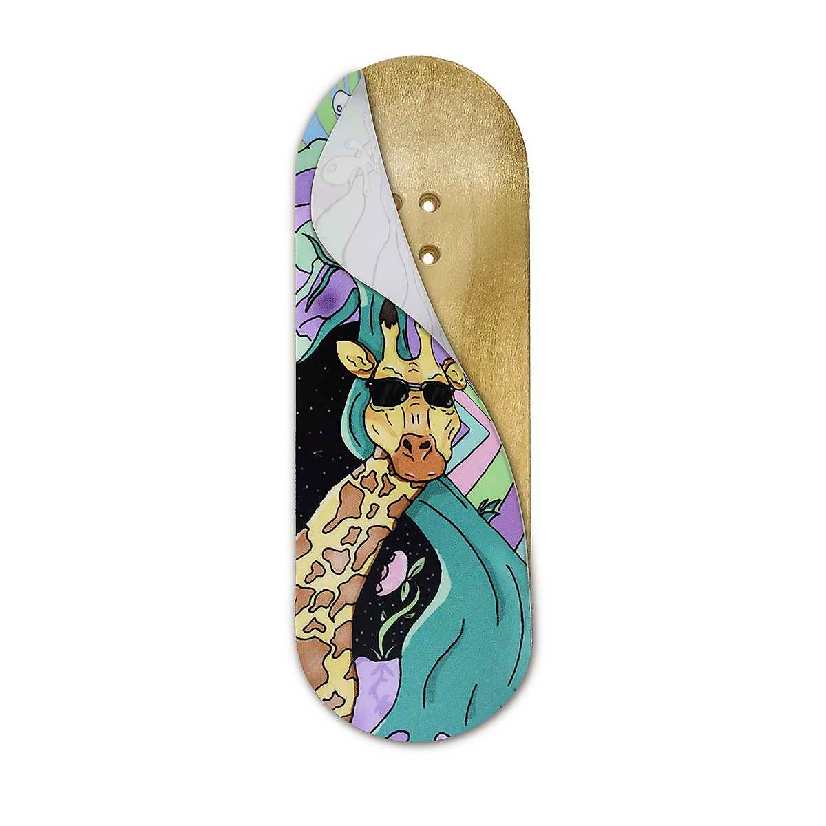 Teak Tuning Fingerboard Deck Graphic, Graffiti Giraffe - Adhesive Graphics to Customize Your 35mm Fingerboard Deck - 110mm Long, 35mm Wide, 0.2mm Thick - Waterproof Vinyl - Includes Mini File
