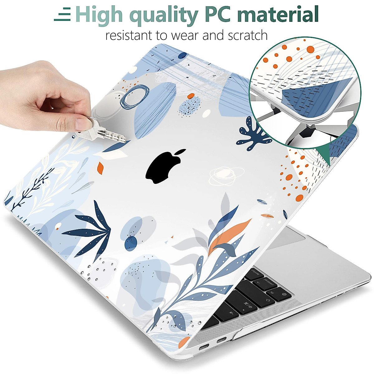 Yebiseven Case for MacBook Air 13 inch 2021 2020 2019 2018 Model A2337 M1/A2179/A1932, Laptop Hard Shell Case with Keyboard Cover & Screen Film & OTG Adapters & 2 Webcam Covers, Geometric Floral