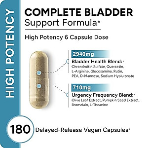 CystoMend Bladder & Pelvic Discomfort Formula (High Potency) - Supports Less Flares & Urgency* - Premium Supplement for Bladder & Urinary Health - USA Manufactured & Third-Party Tested - 180 Capsules