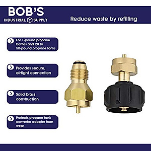 BISupply Solid Brass Propane Refill Adapter POL to QCC1 Type 1 POL Propane Adapter Fitting 2pk - Fits 1lb Propane Bottle