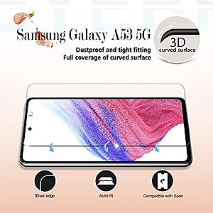 Galaxy A53 5G Premium Tempered Glass + Camera Lens Protectors By YEYEBF, [2 + 2 Pack] [Anti-scratch] [3D Glass] [Case-Friendly] Screen Protector