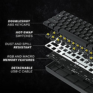 Mizar MZ60 Luna Mechanical Gaming Keyboard | 60% Keyboard 62 Key ANSI US Layout | RGB LED Backlit | Anti Ghosting NKRO | Progammable Macro Keys | Hotswap Gateron Brown Switches | Black