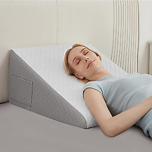 Forias Wedge Pillow for Sleeping 7.5" Bed Wedge Pillow for After Surgery Triangle Pillow Wedge for Acid Reflux Gerd Snoring Back Pain, Air Layer Sleeping Wedge Cover | Memory Foam Top