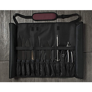 Asaya Chef Knife Roll Bag - 20 Total Pockets for Knives and Kitchen Utensils - Made with Stain Resistant Waxed Nylon - For Chefs and Culinary Students - Knives Not Included(Red)
