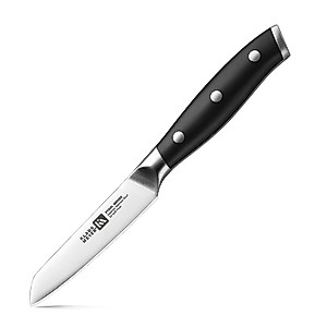 Klaus Meyer Stahl 3.5 inch Paring Knife High Carbon Exclusive German Steel Fruit Knife, Small Kitchen Knife with Ergonomic Handle (Black)