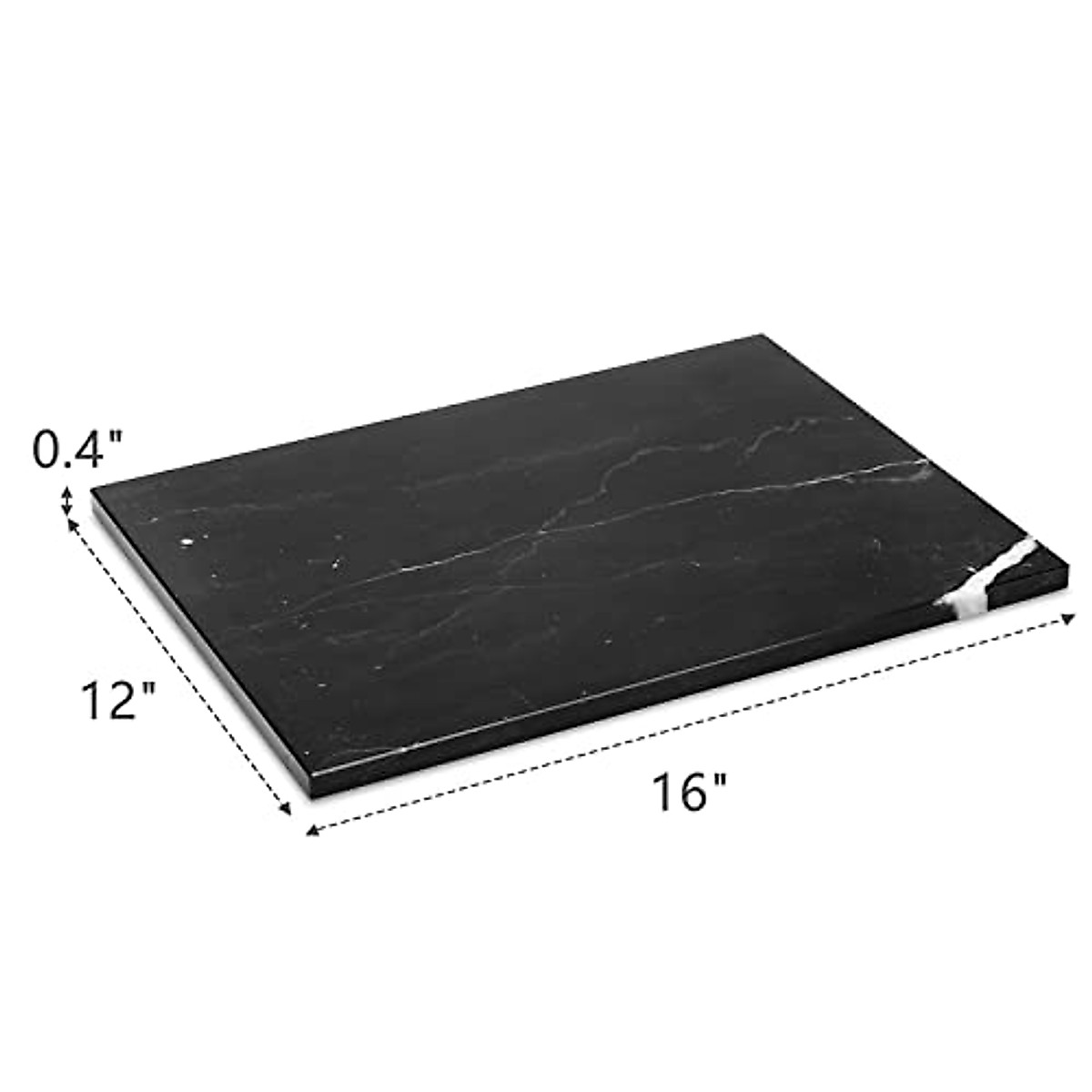 HERFECEAL Marble Cutting Board, Marble Pastry Board Serving Tray Plates for Cheese Rolling Dough, Non-Stick Marble Slab with Non-Slip Rubber Feet for Cake Display, Black 12"x16"