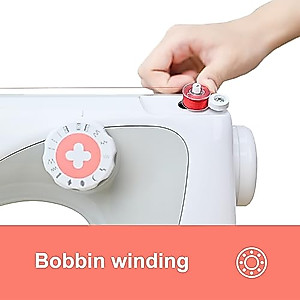 Poolin Basic Sewing Machine for Children - 27 Stitches Applications with Multiple Accessories Include Video Tutorials & Quick Guide & Instruction Manual, EOC565