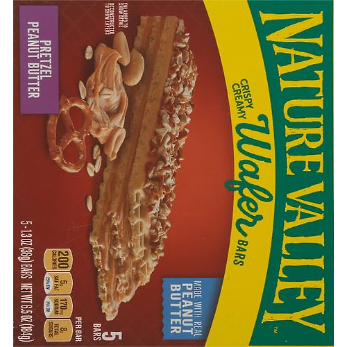 Nature Valley Wafer Bars, Pretzel Peanut Butter, 1.3 oz, 5 ct