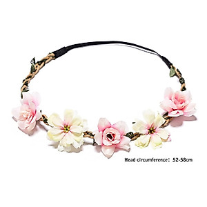 6 PCS Flower Crown for Women Girls Flower Headbands Flower Girl Headpiece Bride Bridesmaid Wedding Headdress Boho Flower Head Bands Hair Wreath Accessories Tiara for Little Girls Baby Toddler