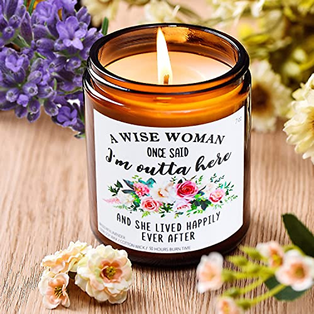 Retirement Gifts for Women- Best Retirement Gifts for Mom, Sister, Wife, Her, Friends, Nurse, Teacher,Coworkers Happy Retirement Lavender Scented Candle