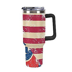 Vintage U.S.A And Tennessee State Flag 40oz Water Bottle Double Wall Insulated Tumbler with Handle Leakproof Travel Mug Black-style