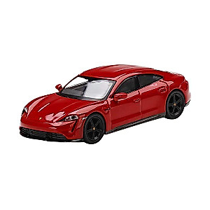 TSM Model Taycan Turbo S Carmine Red Limited Edition to 2400 Pieces Worldwide 1/64 Diecast Model Car by True Scale Miniatures MGT00289