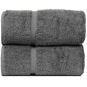 Luxury Hotel & Spa Collection Highly Absorbent, Quick Dry 100% Turkish Cotton 700 GSM, Eco Friendly Towel, for Bathroom Dobby Border Soft Bath Towel Set 27 X 54 (Gray, Bath Towels - Set of 2)
