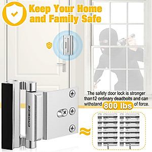 Home Security Door Locks 2 Pack, Metal Door Reinforcement Lock, 3" Withstands 800 lbs of Impact for Inward Swing Doors, Defender Security Door Lock, Prevent Unauthorized Entry (Silver)