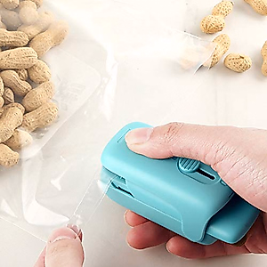 EZCO Bag Sealer Mini, Handheld Bag Heat Vacuum Sealer, 2 in 1 Heat Sealer & Cutter Portable Bag Resealer Machine for Plastic Bags Storage Food Snack Cookies Fresh (Battery Included)