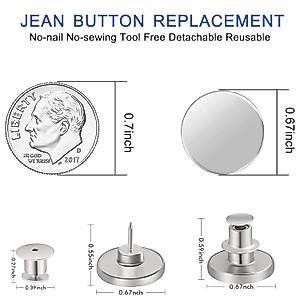 12 Sets Jean Buttons Pins for Jeans, No Sew Jean Buttons for Loose Jeans Pants Button Tightener, Ceryvop Adjustable Buttons for Jeans Too Big Snap Tack Jeans Button Replacement