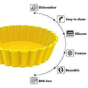 Webake Silicone Mini Tart Pan 4 Inch Non-stick Mini Quiche Molds Small Pie Baking Pan Tart Molds for Baking, Pack of 8