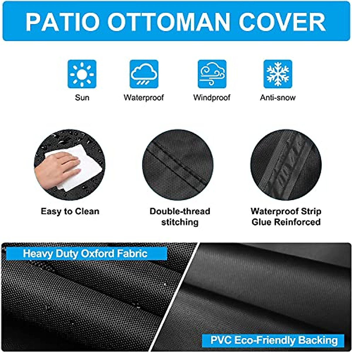 DUDSOEHO Patio Table Cover 100% Waterproof, 72x47x28 inch Outdoor Table Cover Rectangular, Patio Furniture Cover for Dinning Furniture, Picnic Coffee Tables Chairs and Sofas, Black