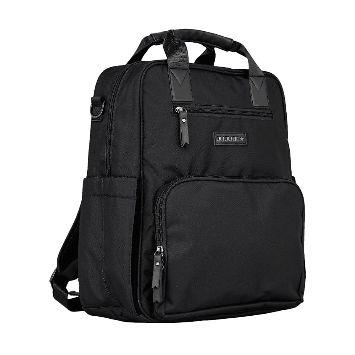 JuJuBe Nature Babe Diaper Bag Backpack with Portable Baby Changing Pad, Sustainable Multi-Function Baby Travel Bag for Bottles, Diapers, Pacifier, Snacks, Made with 24 Recycled Plastic Bottles, Black