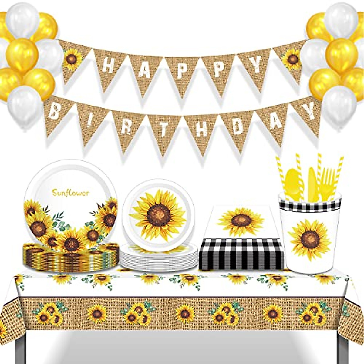 UOMNICUE Sunflower Party Tablecloth,2 PCS Plastic Sunflower Themed Yellow Floral Printed Table Cover Rectangular Table Cloth for Baby Shower Birthday Party Supplies Kitchen Dining Room Decoration