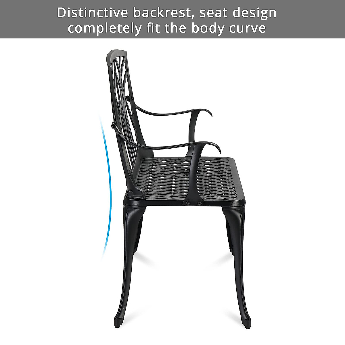 Outvita Outdoor Cast Aluminium Bench, 38" Garden Bench Anti-Rust Weather Resistant Patio Bench Orchid Pattern Bench for Front Porch, Backyard, Lawn