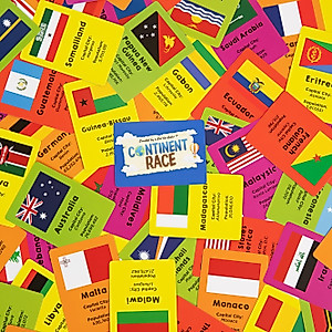 Continent Race Geography Educational Board Game for Kids, Tweens, Family, Friends, Teachers and Classrooms - Learn About Flags & Countries Around The World
