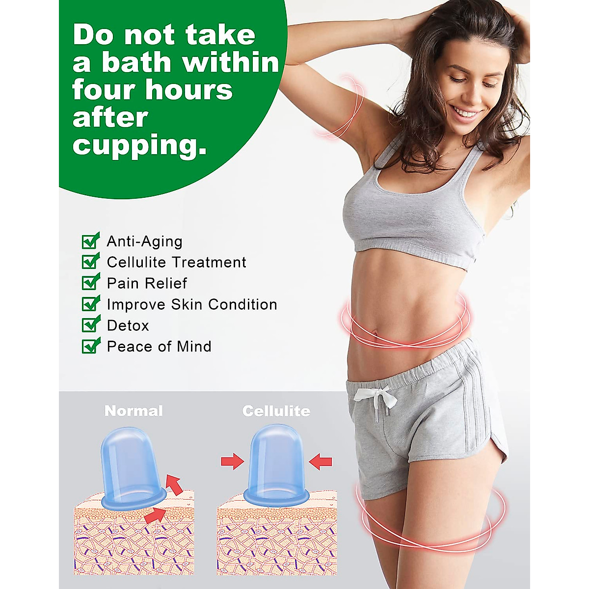 Silicone Cupping Therapy Sets, Anti Cellulite Cup Massager - Vacuum Suction Cup for Cellulite Treatment - Amazing Cellulite Remover