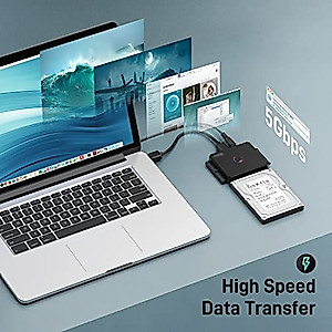 FIDECO SATA/IDE to USB 3.0 Adapter, Hard Drive Adapter Cable Converter for Universal 2.5/3.5 Inch IDE HDD, 2.5 Inch SSD, 5.25-Inch DVD-ROM/CD-ROM/CD-RW/DVD-RW/DVD+R