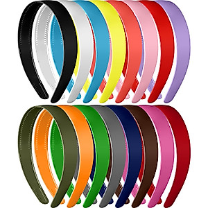 16 Pieces Plastic Headbands with Teeth Simple Hard Headbands Wide Anti-slip Hair Bands Craft Headband Hoops for Women Girls DIY Hair Accessories (1 Inch, Classic Color)