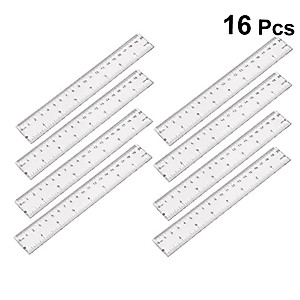 Plastic Measuring Ruler 16pcs graphing Ruler Clear Measuring Tools Stationery Ruler Ruler Tailor Ruler Stationery Precision Ruler Plastic rulers Clear Ruler Centimeter Ruler use