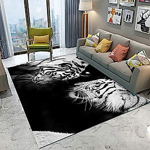 LGGQQW Black White Tigers Area Rug Home Decor