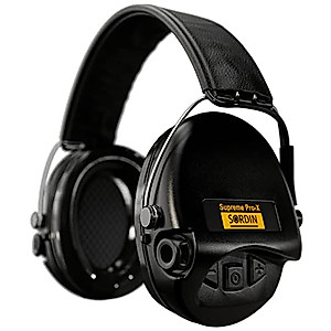 Sordin Supreme Pro-X Ear Defenders for Hunting & Shooting - Active & Electronic - Leather Band & Gel Kits - Black Ear Muffs