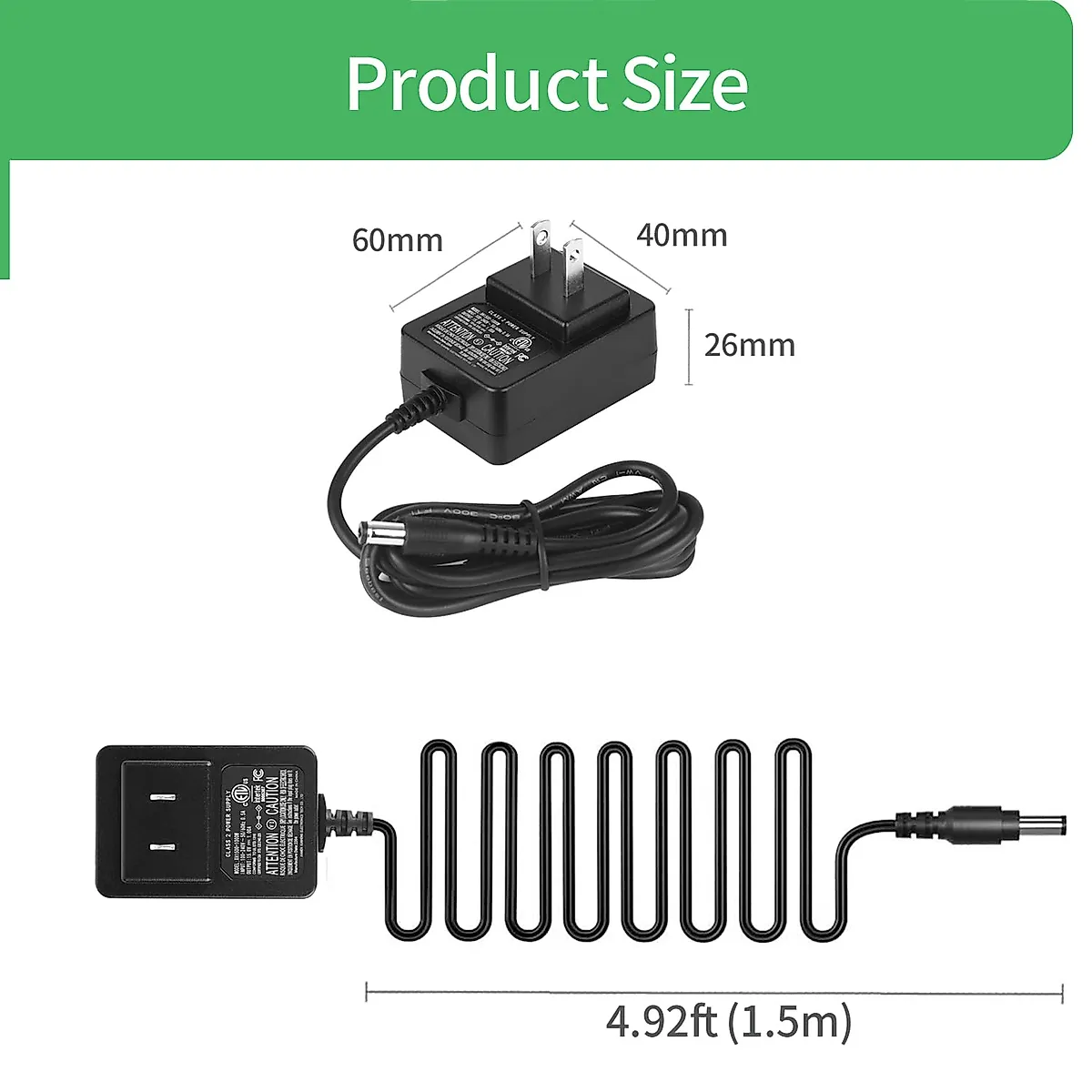 Security-01 AC to DC 15V 1A Power Supply Adapter 5.5mm x 2.1mm Plug,for Litter Robot 3,Cat Open air self Cleaning Box,Receiver,Amplifier,Router,UL Listed