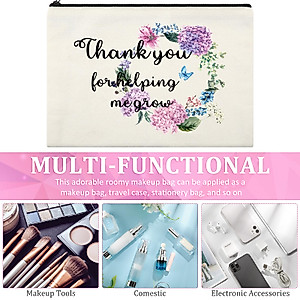 Saintrygo 18 Pcs Christmas Teacher Appreciation Gifts in Bulk Teacher Makeup Bags for Women 6 Styles Teacher Canvas Travel Toiletry with Zipper for Teacher's Day Graduation Back to School(Cute)