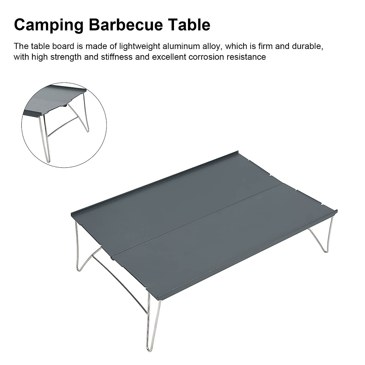 Topyond Portable Aluminum Alloy Barbecue Table, Detachable Camping Table Corrosion Resistance Stable Table Easy to carry for Camping Picnic Backyard
