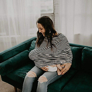 Parker Baby 4 in 1 Car Seat Cover for Girls and Boys - Stretchy Carseat Canopy, Nursing Cover, Grocery Cart Cover, High Chair Cover - "Pine"