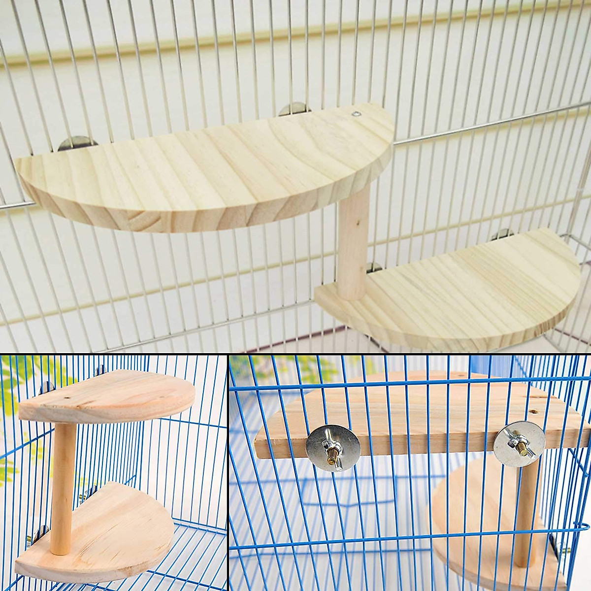 kathson Hamster Standing Platform Rat 2-Level Natural Wood Pedal Gerbil Round Standing Board Squirrel Cage Accessories Dwarf Hamster Activity Toys for Chinchilla Bird Parrot Mouse 3PCS