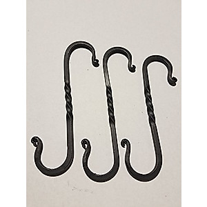 Wrought Iron Twisted Hook Large"S"- Lot 3 Hand Made - Powder Coated