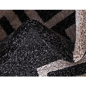 Unique Loom Athens Collection Classic Geometric Modern Border Design Area Rug, 5 ft x 8 ft, Charcoal/Beige