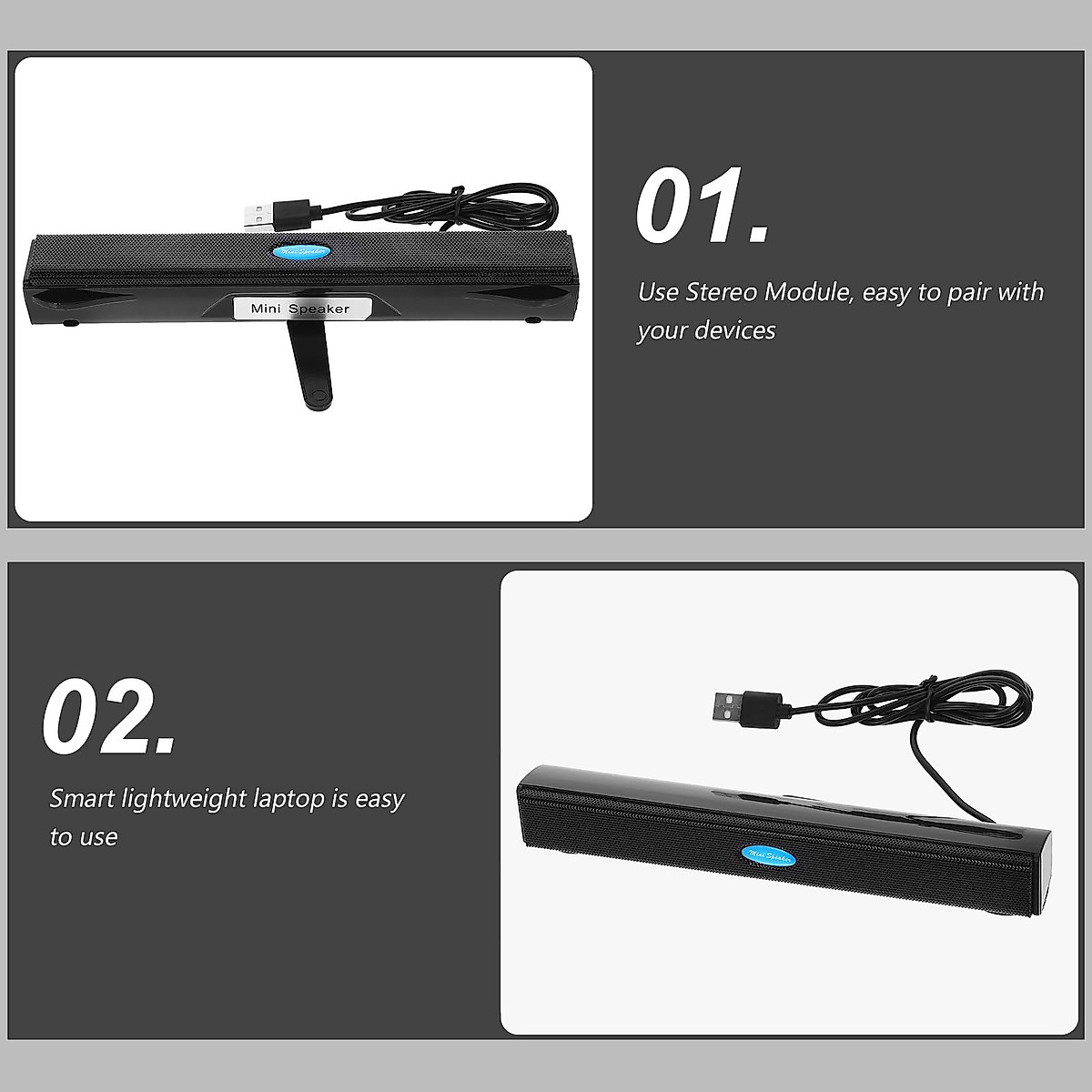 UKCOCO Sound Bars for TV, Small Surround Soundbar Speakers for PC/Gaming/Projectors