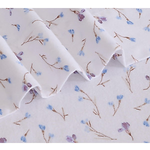 RUVANTI Flannel Sheets Queen Size - 100% Cotton Brushed Flannel Bed Sheet Sets - Deep Pockets 16 Inches - All Seasons Breathable & Super Soft - Warm & Cozy - 4 Pcs - Navlight